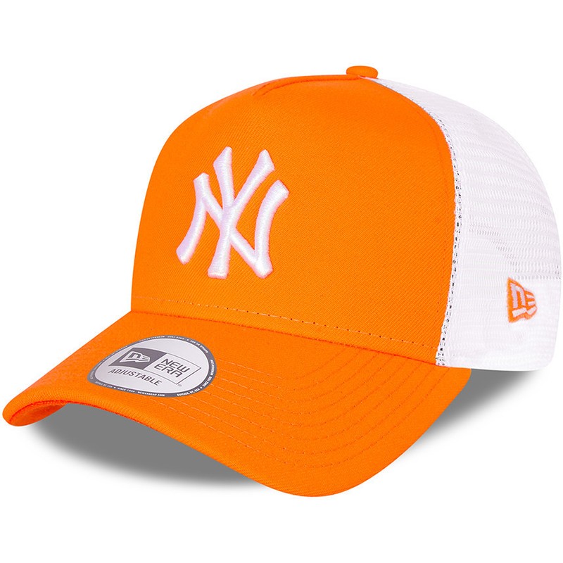 New Era A Frame Tonal Mesh New York Yankees MLB Orange Trucker Hat ...