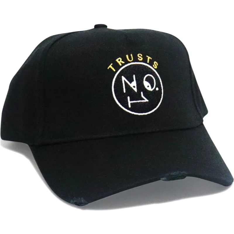 The No.1 Face Curved Brim Trusts No.1 Distressed Black Gold Logo Black ...