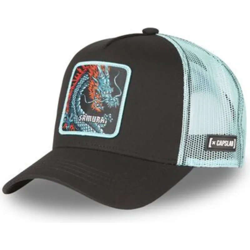 Capslab Dragon Samurai DRA2 Beasts Black and Blue Trucker Hat ...