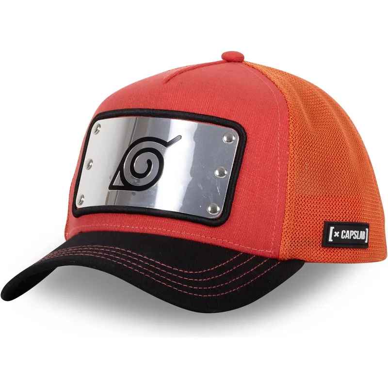 Capslab Konoha NME Naruto Red and Orange Trucker Hat: Caphunters.ie