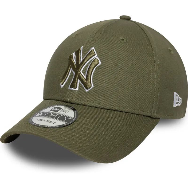 New Era Curved Brim Green Logo 9FORTY Outline New York Yankees MLB ...