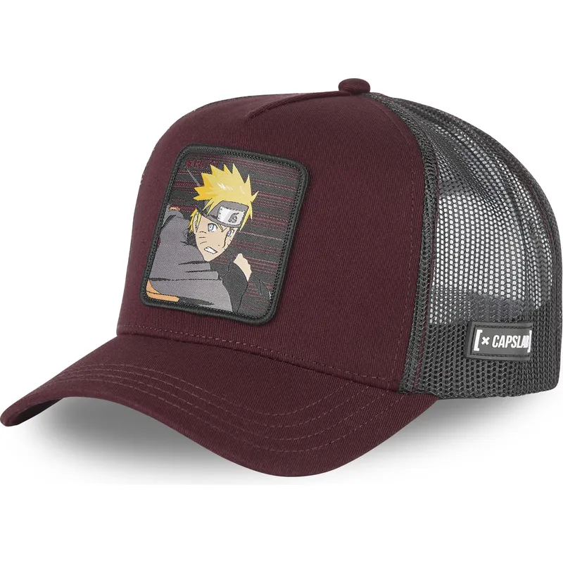 Capslab Naruto Uzumaki CAS NAR2 Maroon and Grey Trucker Hat: Caphunters.ie
