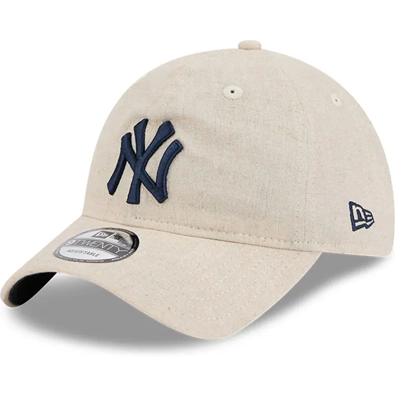 New Era Curved Brim Navy Blue Logo 9TWENTY Linen Spring Training Fan ...