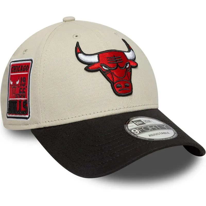 New Era Curved Brim 9FORTY Contrast Patch Chicago Bulls NBA Beige and ...